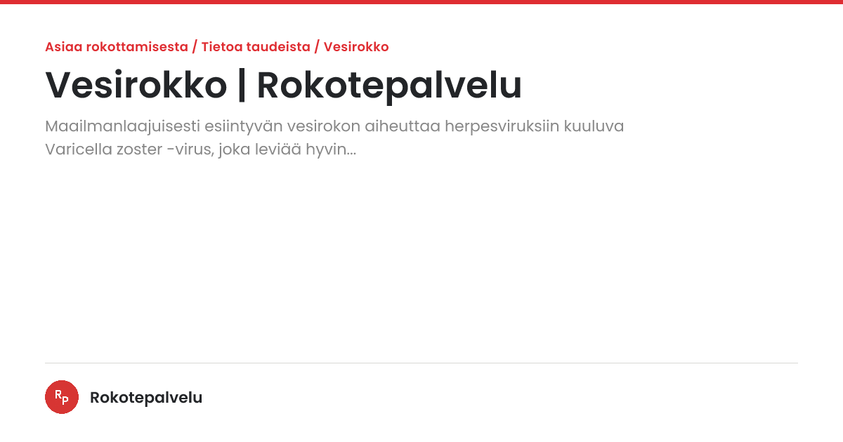 Vesirokko | Rokotepalvelu